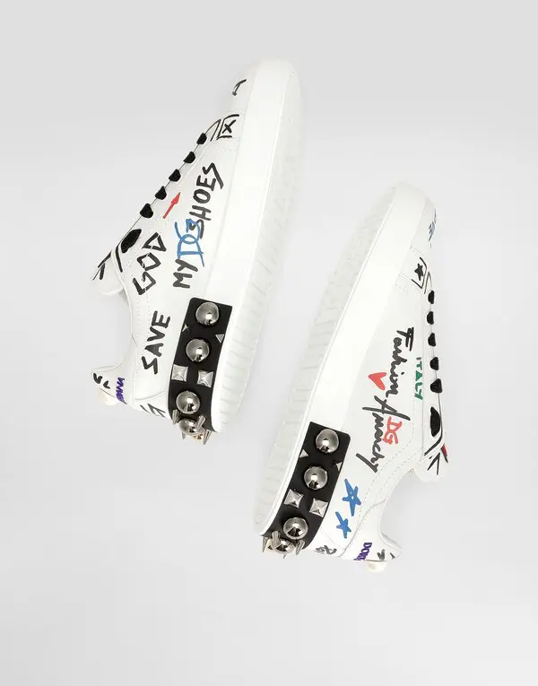 Dolce & Gabbana Printed Calfskin Portofino Sneakers
