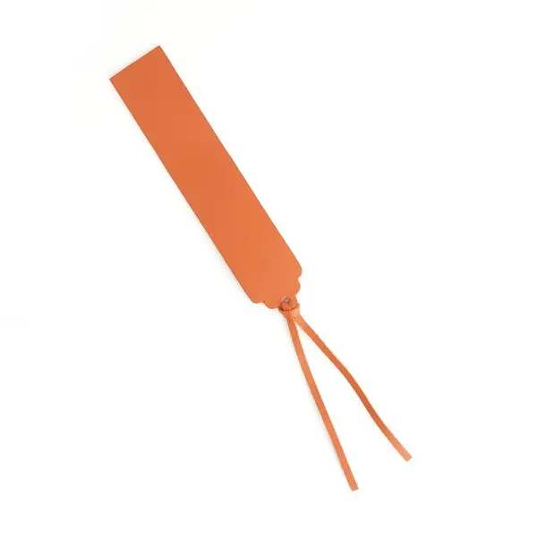ROYCE NEW YORK Leather Bookmark With Monogram Option - Orange