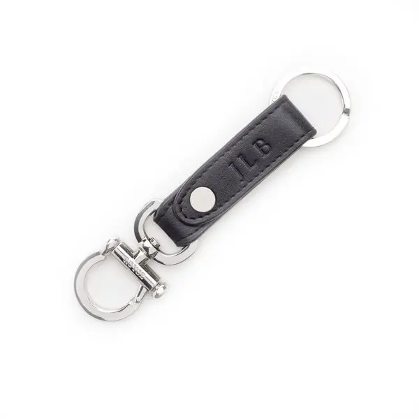 ROYCE NEW YORK Leather Valet Snap Key Chain With -tone Hardware - Black