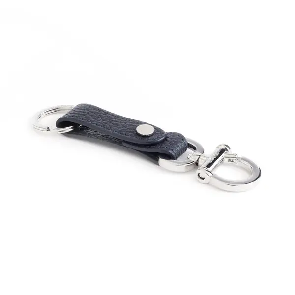 ROYCE NEW YORK Leather Valet Snap Key Chain With -tone Hardware - Blue-pebble