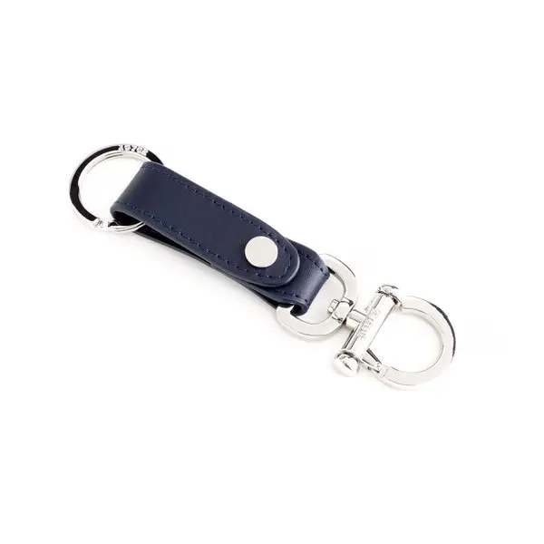 ROYCE NEW YORK Leather Valet Snap Key Chain With -tone Hardware - Blue