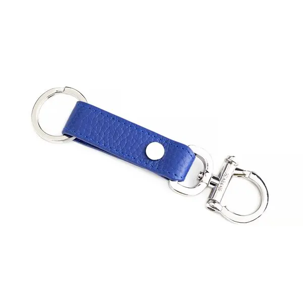 ROYCE NEW YORK Leather Valet Snap Key Chain With -tone Hardware - Cobalt Blue