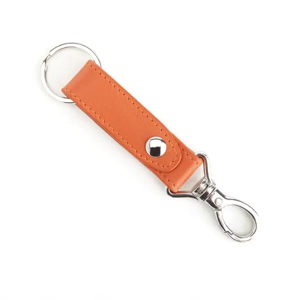 ROYCE NEW YORK Leather Valet Snap Key Chain With -tone Hardware - Orange