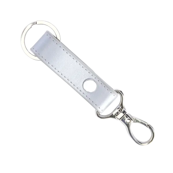 ROYCE NEW YORK Leather Valet Snap Key Chain With -tone Hardware - Silver