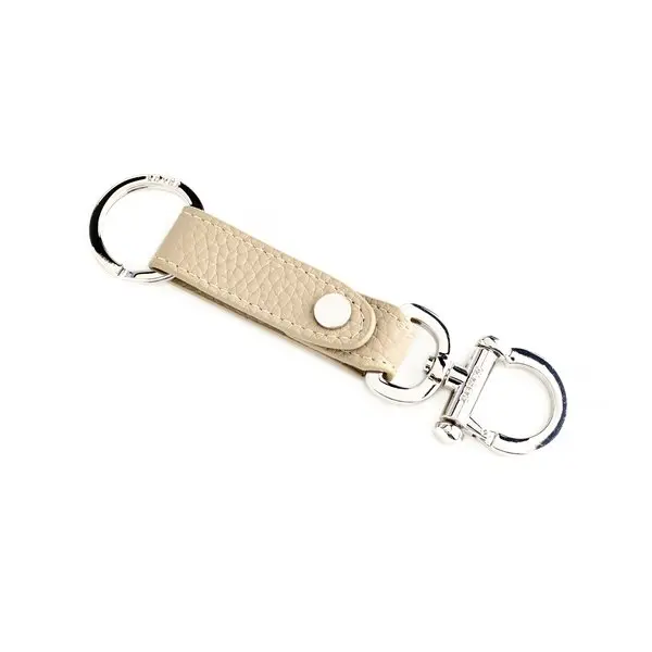 ROYCE NEW YORK Leather Valet Snap Key Chain With -tone Hardware - Taupe