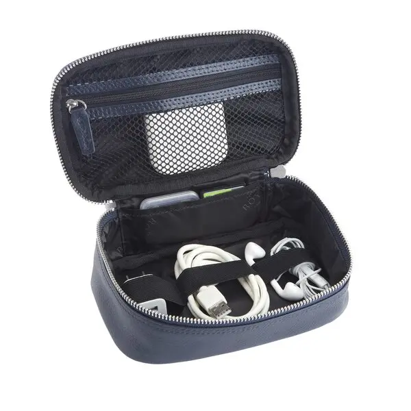 ROYCE NEW YORK Tech Accessory Cord Organizer Case - Blue