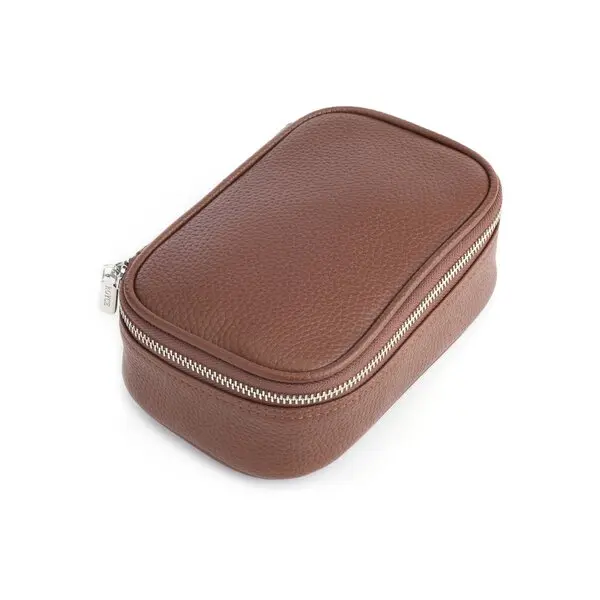 ROYCE NEW YORK Tech Accessory Cord Organizer Case - Tan Pebble