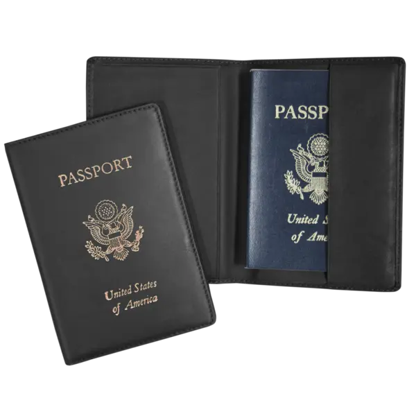 ROYCE NEW YORK Rfid Blocking Passport Holder With Us Seal - Black