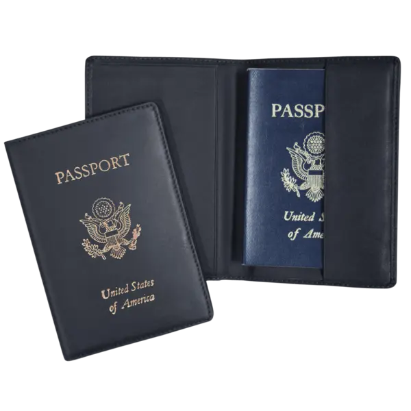 ROYCE NEW YORK Rfid Blocking Passport Holder With Us Seal - Blue