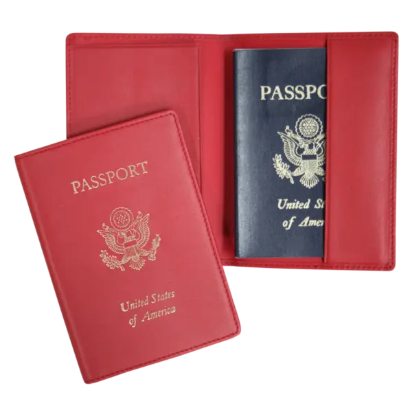 ROYCE NEW YORK Rfid Blocking Passport Holder With Us Seal - Red