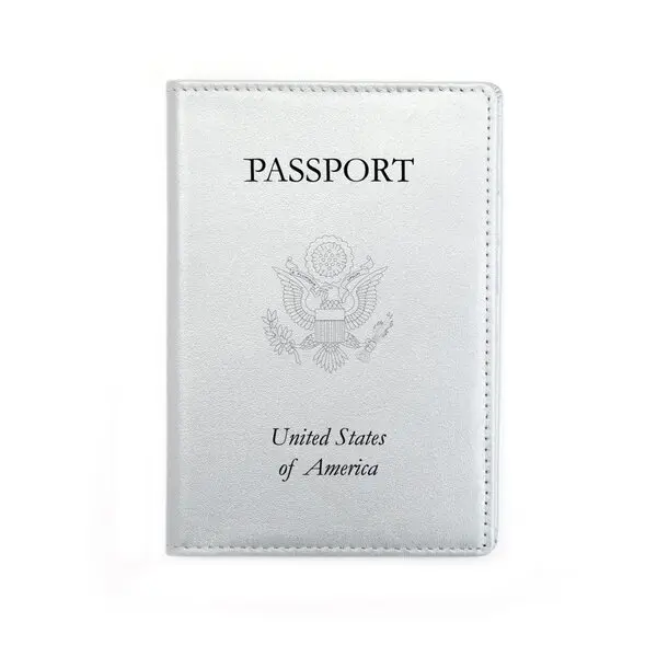 ROYCE NEW YORK Rfid Blocking Passport Holder With Us Seal - Silver