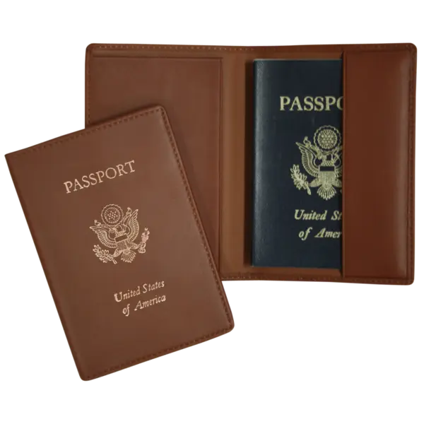 ROYCE NEW YORK Rfid Blocking Passport Holder With Us Seal - Tan