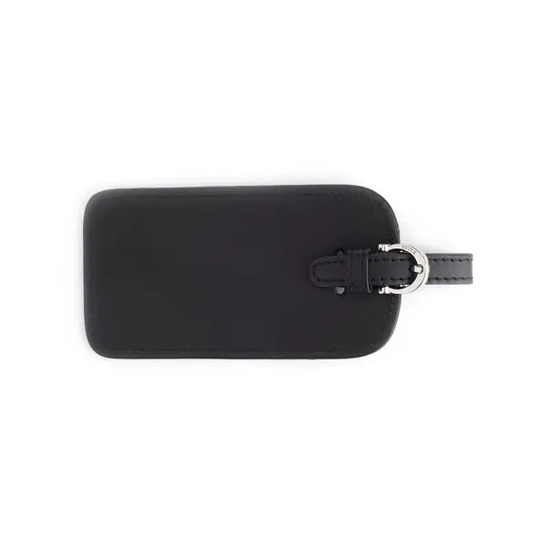 ROYCE NEW YORK Signature Full Grain Leather Luggage Tag With Tone Hardware - Black