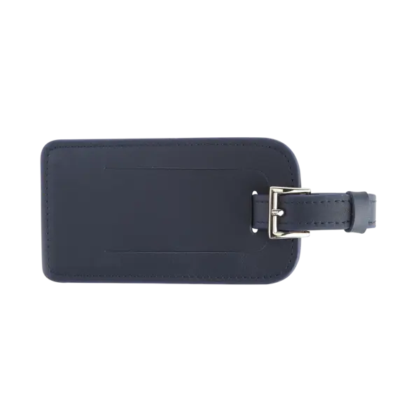 ROYCE NEW YORK Signature Full Grain Leather Luggage Tag With Tone Hardware - Blue