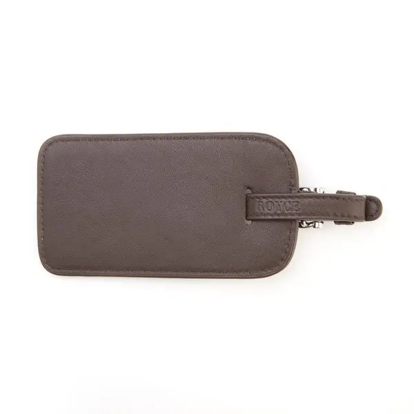 ROYCE NEW YORK Signature Full Grain Leather Luggage Tag With Tone Hardware - Coco