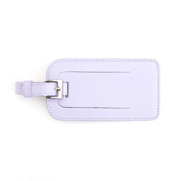 ROYCE NEW YORK Signature Full Grain Leather Luggage Tag With Tone Hardware - Lavender