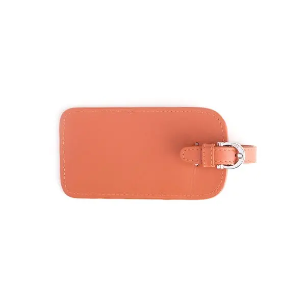 ROYCE NEW YORK Signature Full Grain Leather Luggage Tag With Tone Hardware - Orange