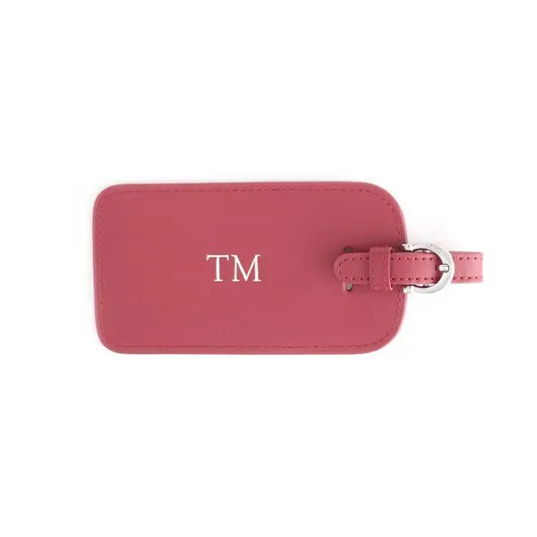 ROYCE NEW YORK Signature Full Grain Leather Luggage Tag With Tone Hardware - Red