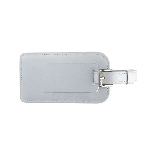 ROYCE NEW YORK Signature Full Grain Leather Luggage Tag With Tone Hardware - Silver