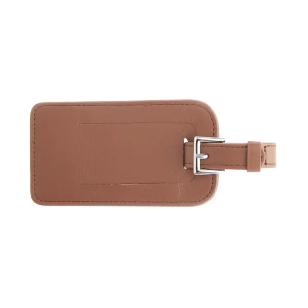 ROYCE NEW YORK Signature Full Grain Leather Luggage Tag With Tone Hardware - Tan