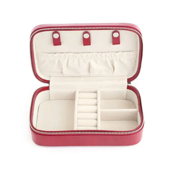 ROYCE NEW YORK Zippered Travel Jewelry Case - Red