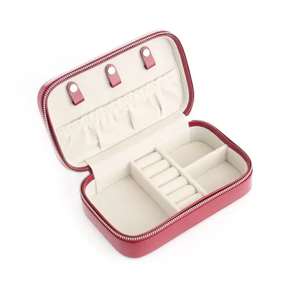 ROYCE NEW YORK Zippered Travel Jewelry Case - Red