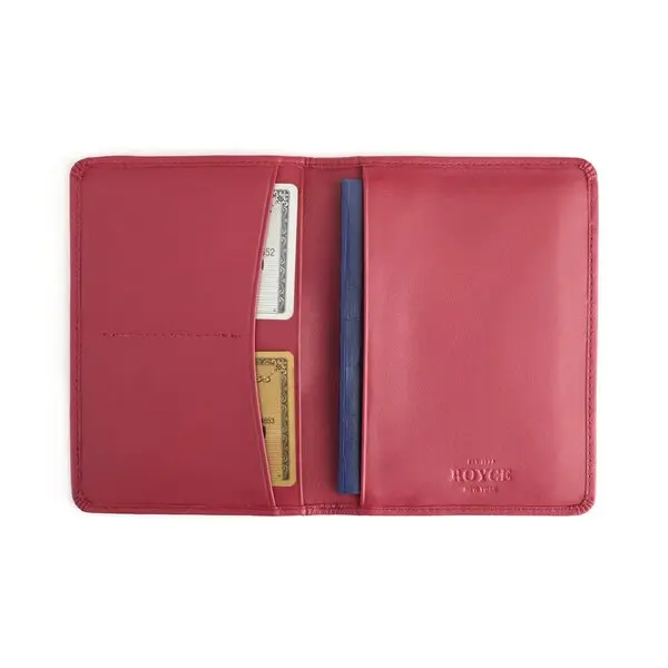 ROYCE NEW YORK Airtag Trackable Passport Wallet Rfid Blocking - Red