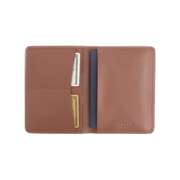 ROYCE NEW YORK Airtag Trackable Passport Wallet Rfid Blocking - Tan