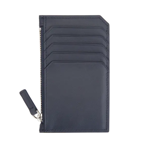 ROYCE NEW YORK Zippered Credit Card Wallet - Blue