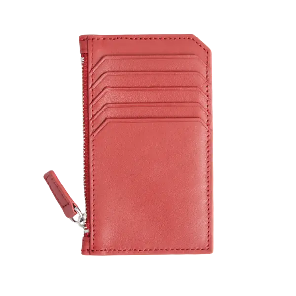 ROYCE NEW YORK Zippered Credit Card Wallet - Red