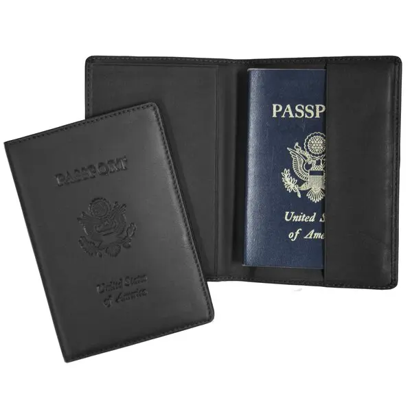ROYCE NEW YORK Rfid Blocking Passport Holder With Us Seal - Black