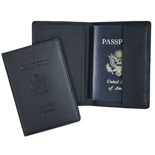 ROYCE NEW YORK Rfid Blocking Passport Holder With Us Seal - Blue