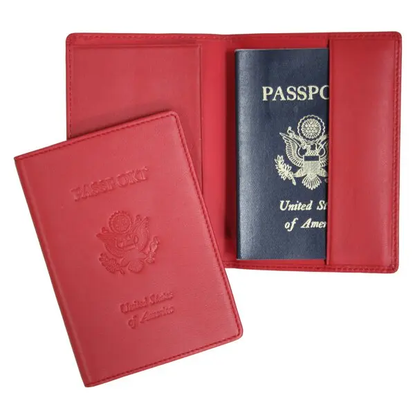 ROYCE NEW YORK Rfid Blocking Passport Holder With Us Seal - Red