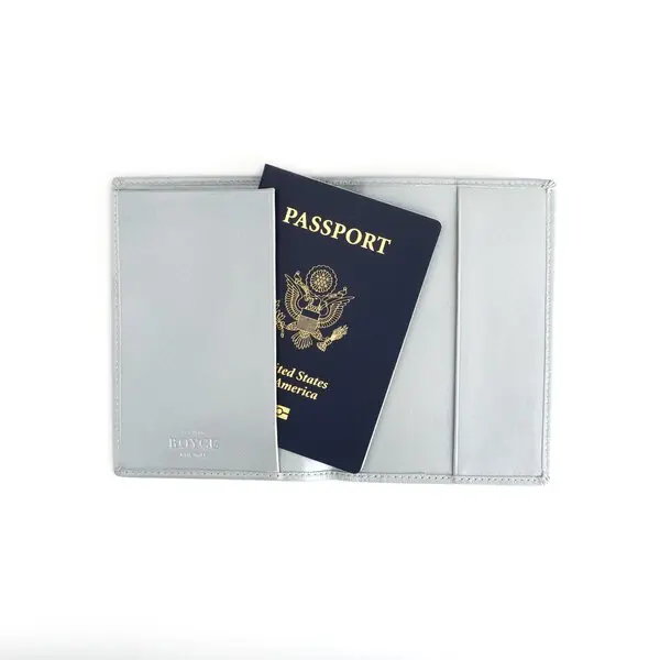 ROYCE NEW YORK Rfid Blocking Passport Holder With Us Seal - Silver