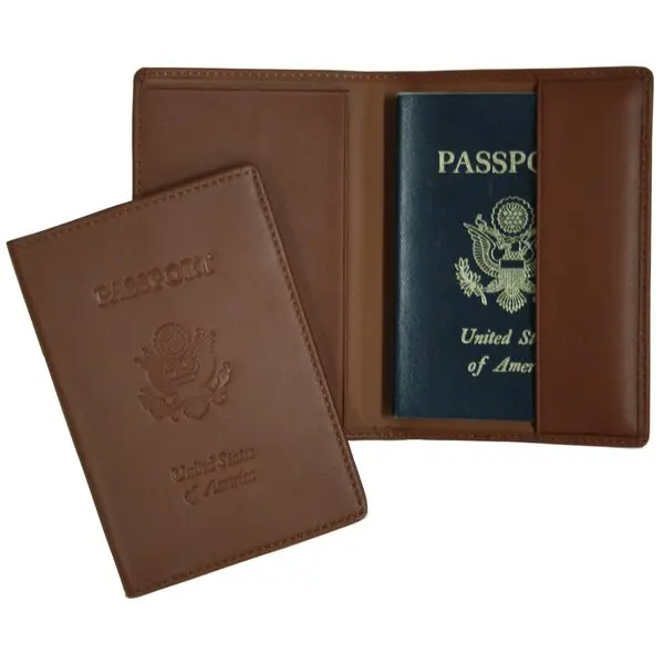 ROYCE NEW YORK Rfid Blocking Passport Holder With Us Seal - Tan