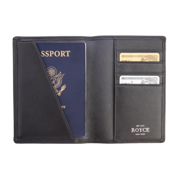 ROYCE NEW YORK Rfid Blocking Passport Travel Organizer - Black