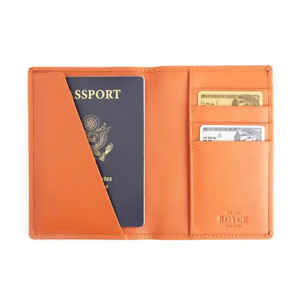 ROYCE NEW YORK Rfid Blocking Passport Travel Organizer - Orange