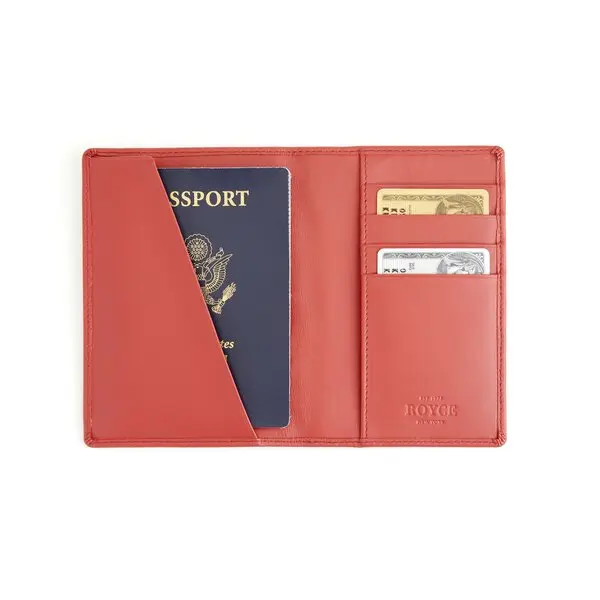 ROYCE NEW YORK Rfid Blocking Passport Travel Organizer - Red