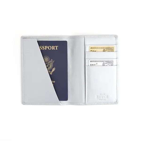 ROYCE NEW YORK Rfid Blocking Passport Travel Organizer - Silver