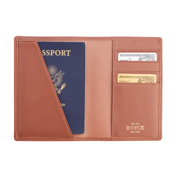 ROYCE NEW YORK Rfid Blocking Passport Travel Organizer - Tan