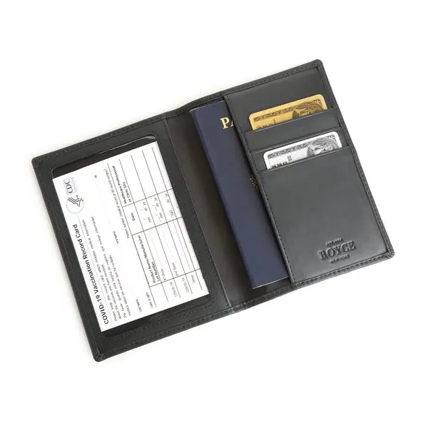 ROYCE NEW YORK Rfid Blocking Passport Cover With Card Slots - Black