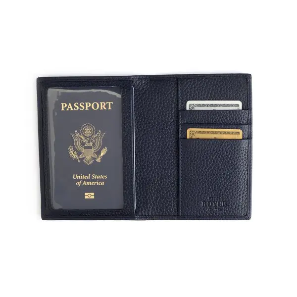 ROYCE NEW YORK Rfid Blocking Passport Cover With Card Slots - Blue-pebble
