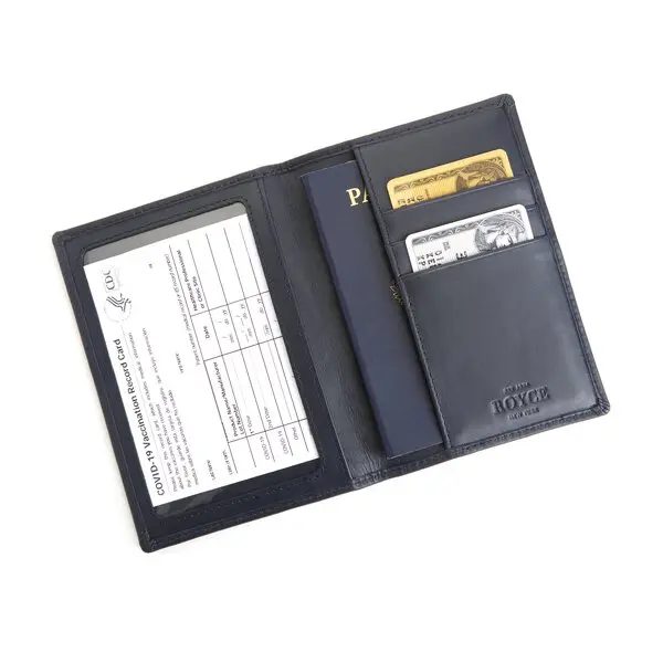 ROYCE NEW YORK Rfid Blocking Passport Cover With Card Slots - Blue