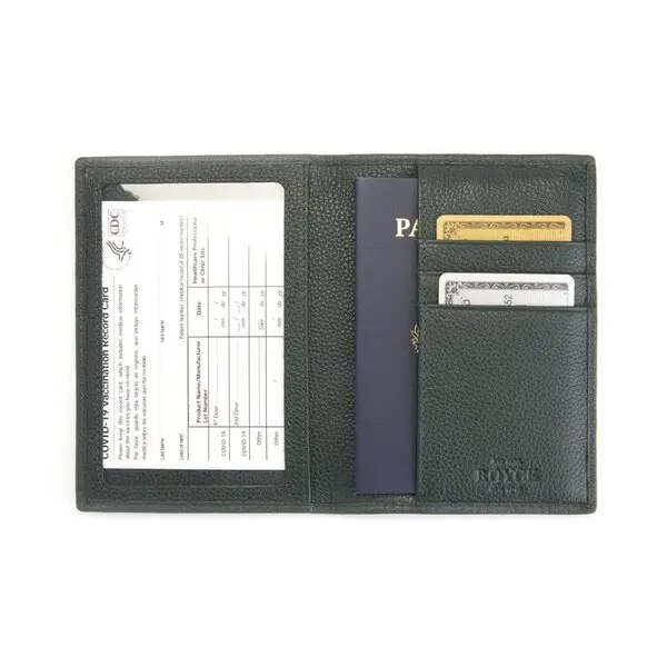 ROYCE NEW YORK Rfid Blocking Passport Cover With Card Slots - Dark Green