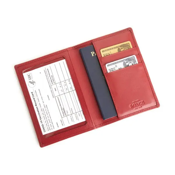 ROYCE NEW YORK Rfid Blocking Passport Cover With Card Slots - Red