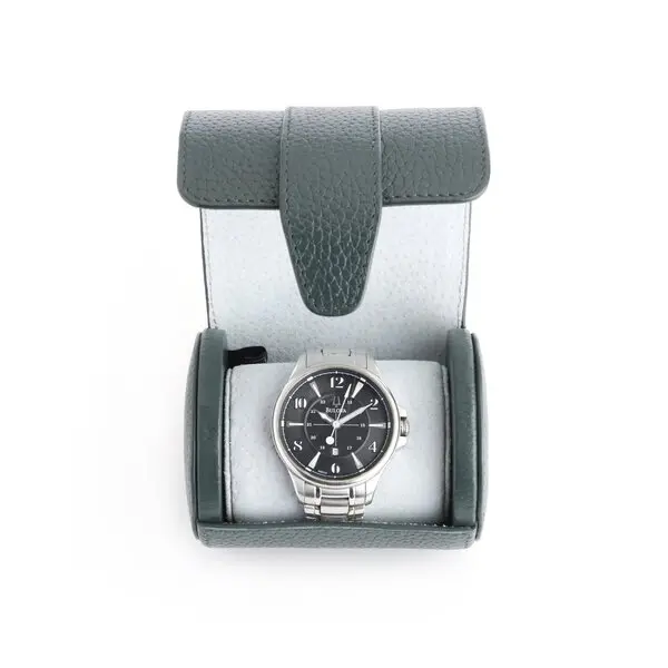 ROYCE NEW YORK Leather Single Watch Travel Roll - Dark Green