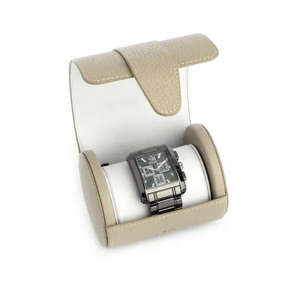 ROYCE NEW YORK Leather Single Watch Travel Roll - Taupe