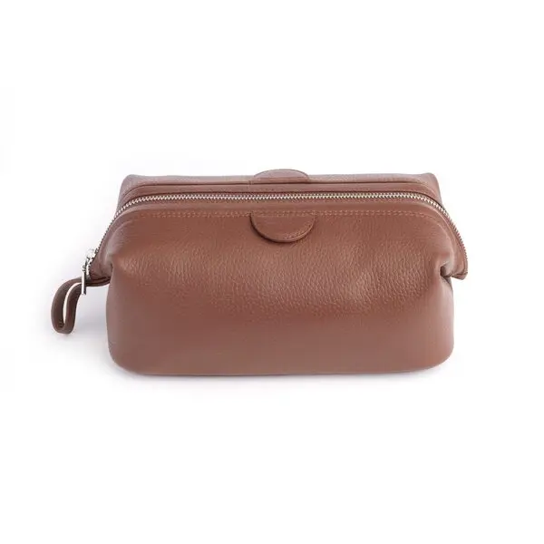 ROYCE NEW YORK Classic Toiletry Bag Dopp Kit - Tan Pebble