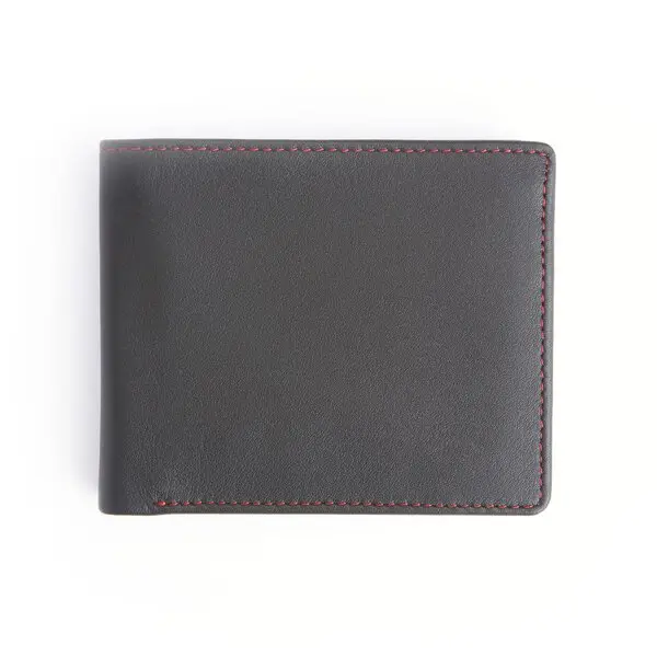 ROYCE NEW YORK Rfid Blocking Bifold Wallet - Black-red