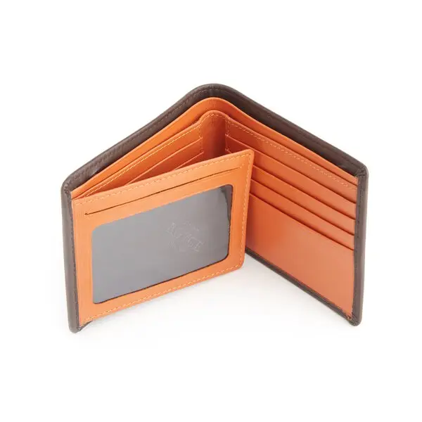 ROYCE NEW YORK Rfid Blocking Bifold Wallet - Coco-orange